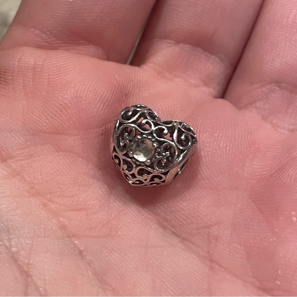Pandora | Jewelry | Pandora Silver Regal Heart With Diamond On Each ...